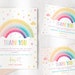 Editable Rainbow Birthday Thank You Cards Girl Rainbow Birthday Thank ...
