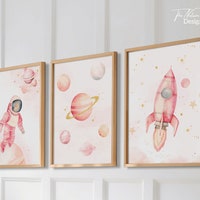 Space Girl Nursery Decor Space Watercolor Print Space Nursery Print ...