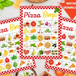 Pizza Bingo Pizza Birthday Party Pizza Party Game Pizza Party Favors ...