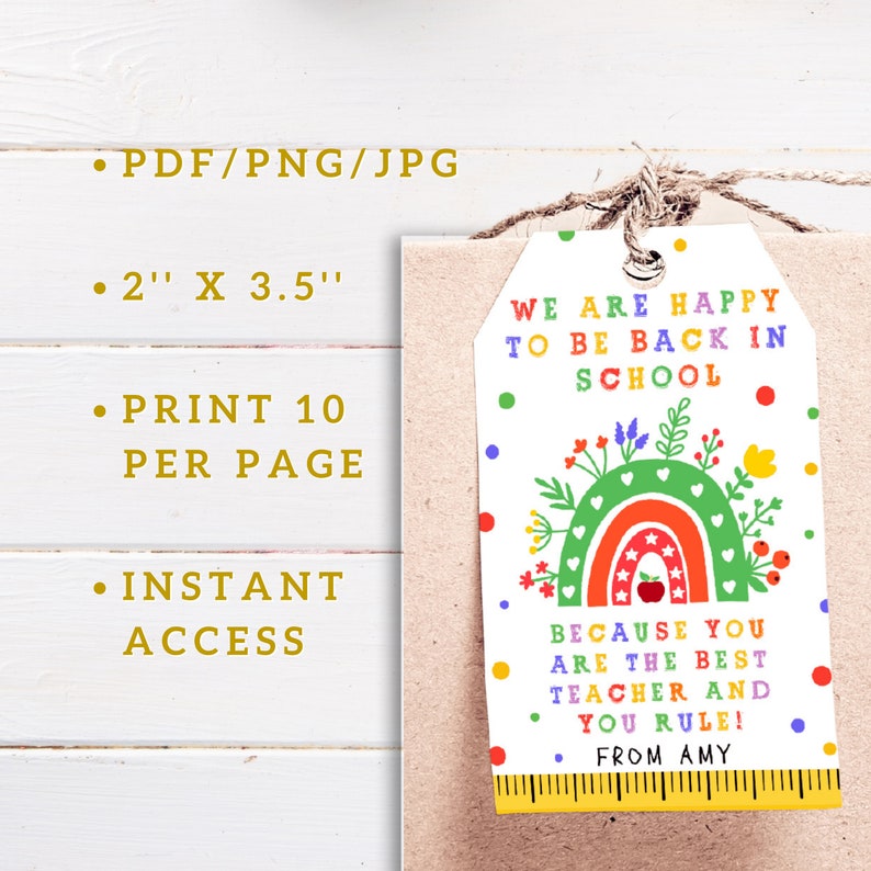 Teacher Gift Tag Teacher Appreciation Tags School Treat Tag School ...