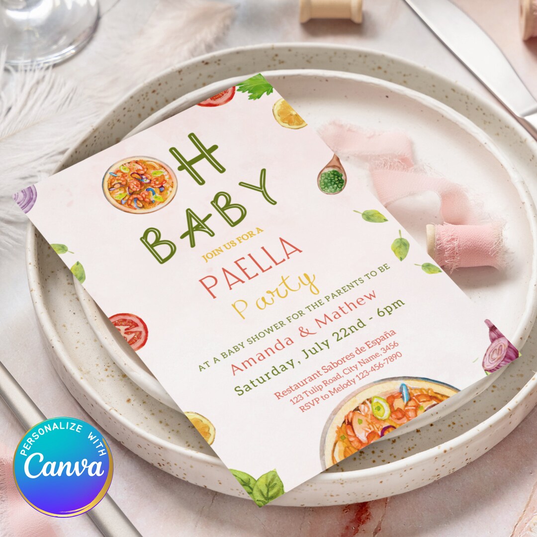 Paella Party Invite Coed Baby Shower Invitation Bun in the Oven ...