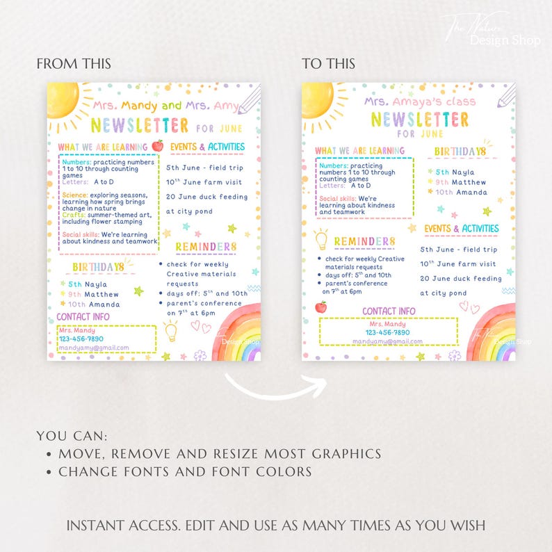 Editable Teacher Newsletter Template Preschool Monthly Newsletter ...