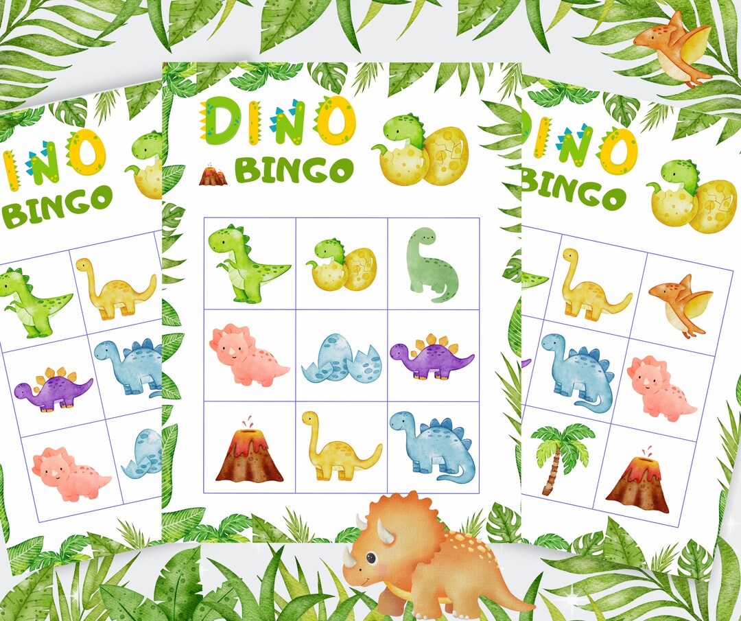 Toddler Dinosaur Bingo Game Toddlers Dinosaur Birthday Party Game ...