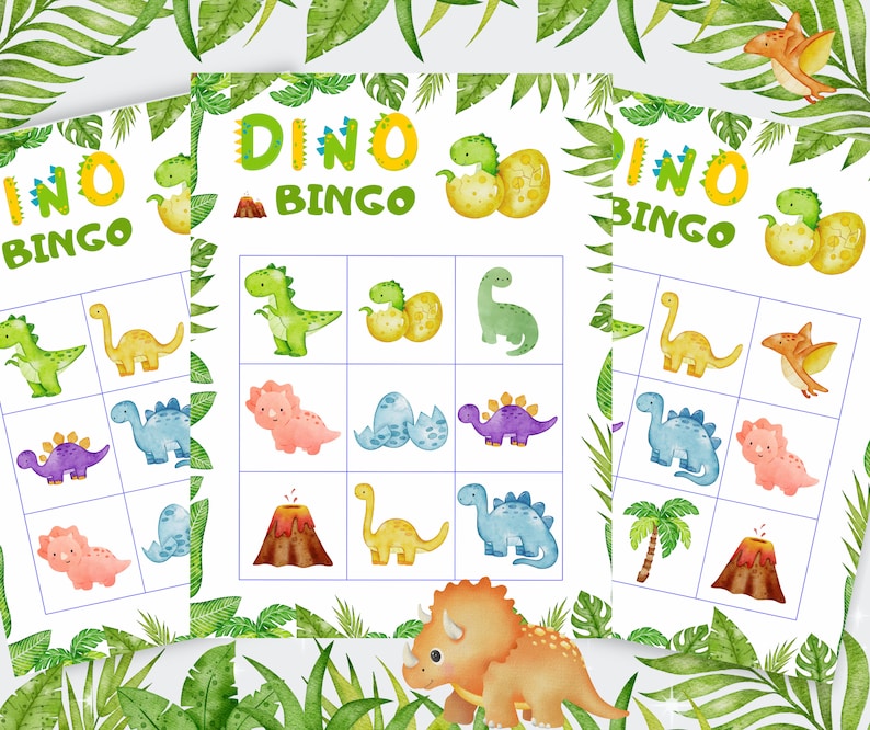 Toddler Dinosaur Bingo Game Toddlers Dinosaur Birthday Party Game ...