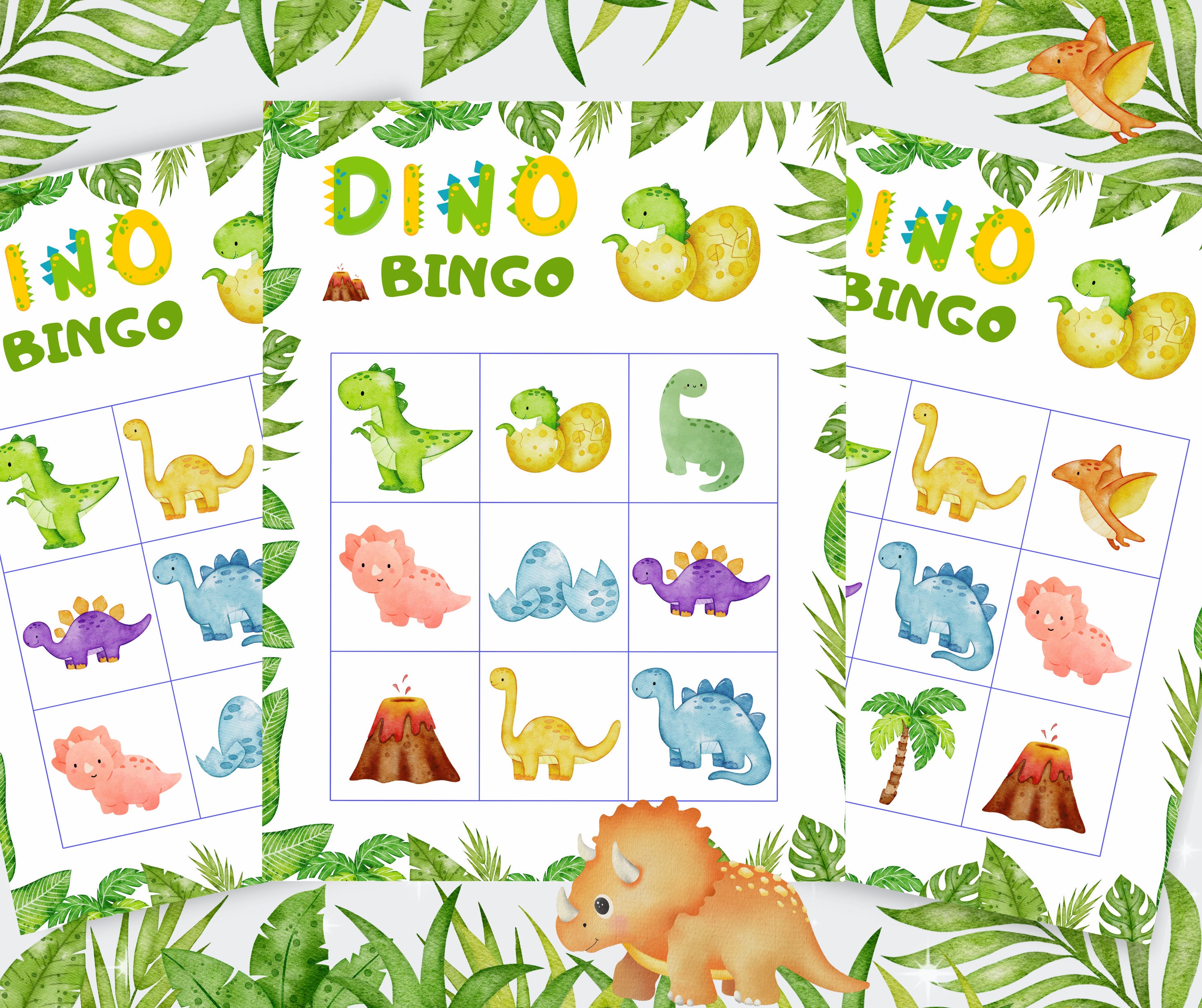 Toddler Dinosaur Bingo Game Toddlers Dinosaur Birthday Party Game ...