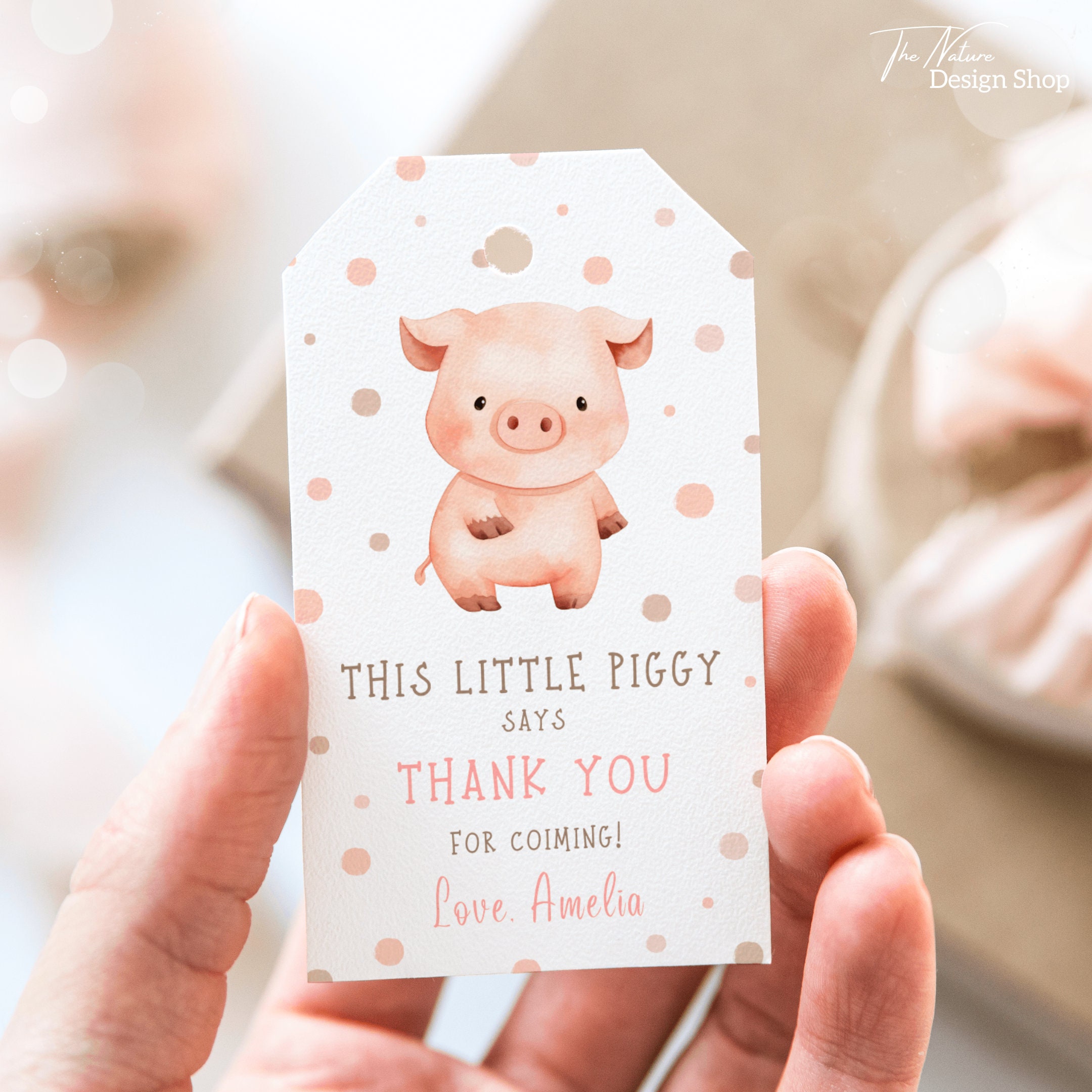 Editble Pig Thank You Tag Farm Birthday Favor Tag Farm Animal Favor Tag ...