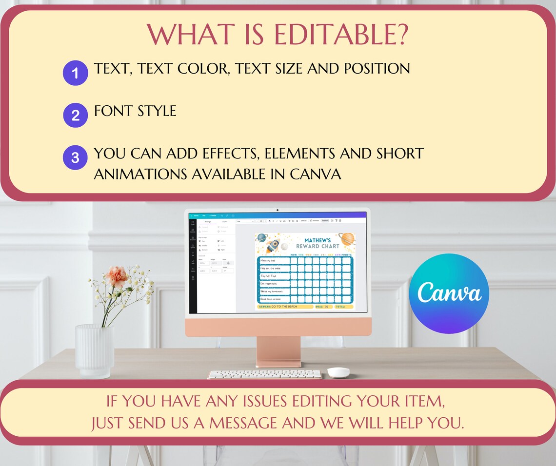 Editable Space Reward Chart Printable Behavior Chart Daily Chore Chart ...