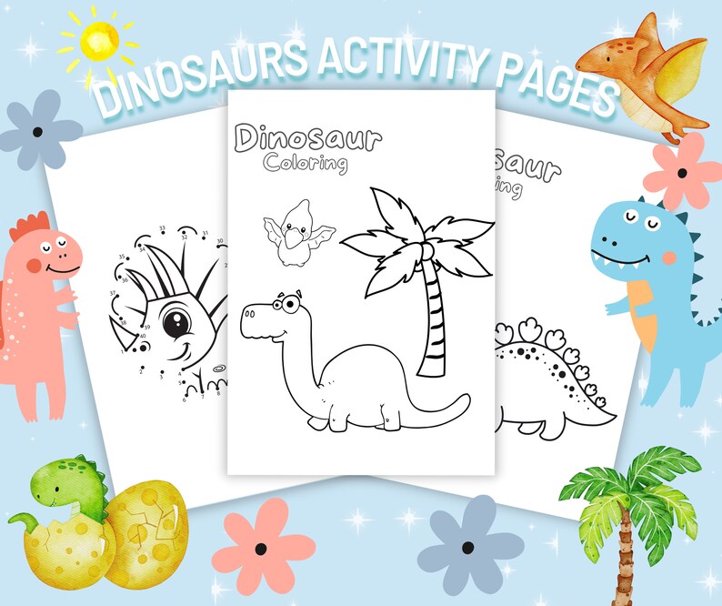 Dinosaur Activity Pages Dinosaur Printables Dinosaur Coloring Dinosaur ...