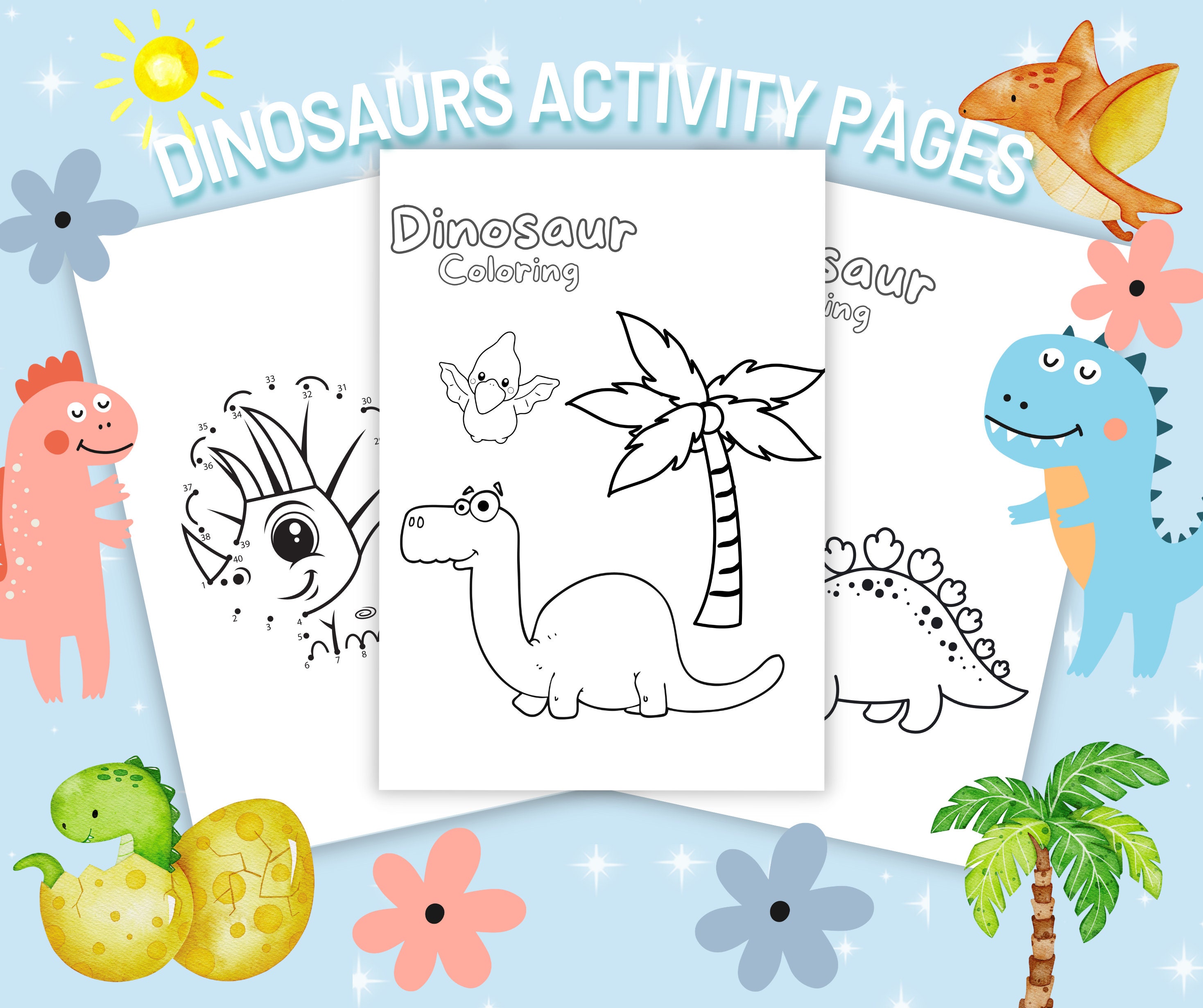 Dinosaur Activity Pages Dinosaur Printables Dinosaur Coloring Dinosaur ...