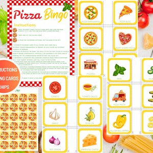 Pizza Bingo Pizza Birthday Party Pizza Party Game Pizza Party Favors ...
