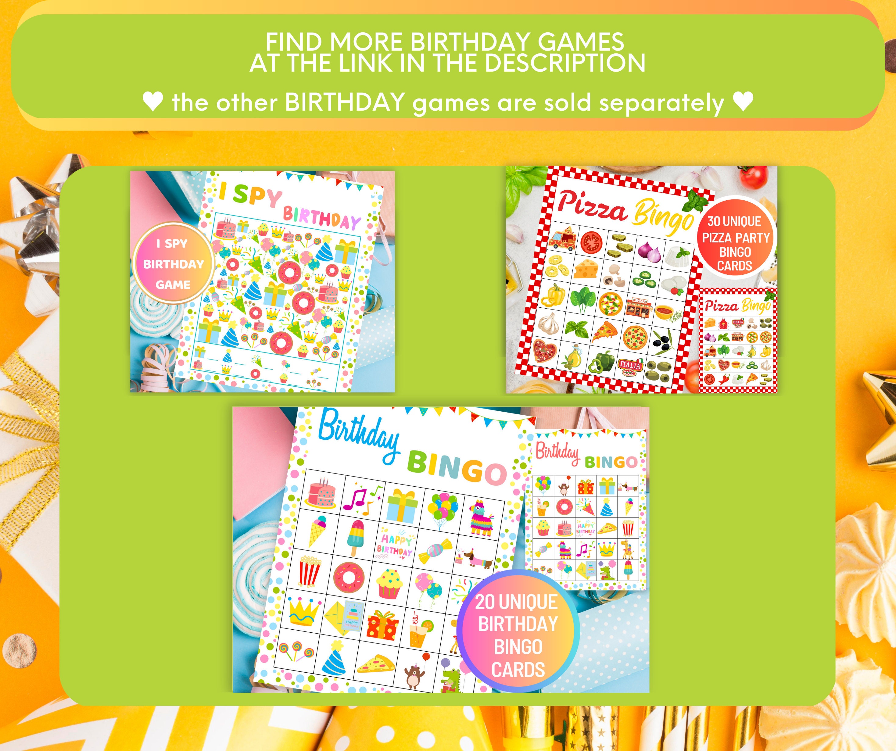 Kids Birthday Bingo Game Kids Party Games Birthday Animals Party Kids ...