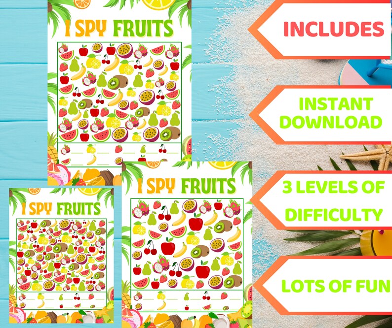 I Spy Fruits Summer Activity Kids Summer Party Game Fruits Birthday ...