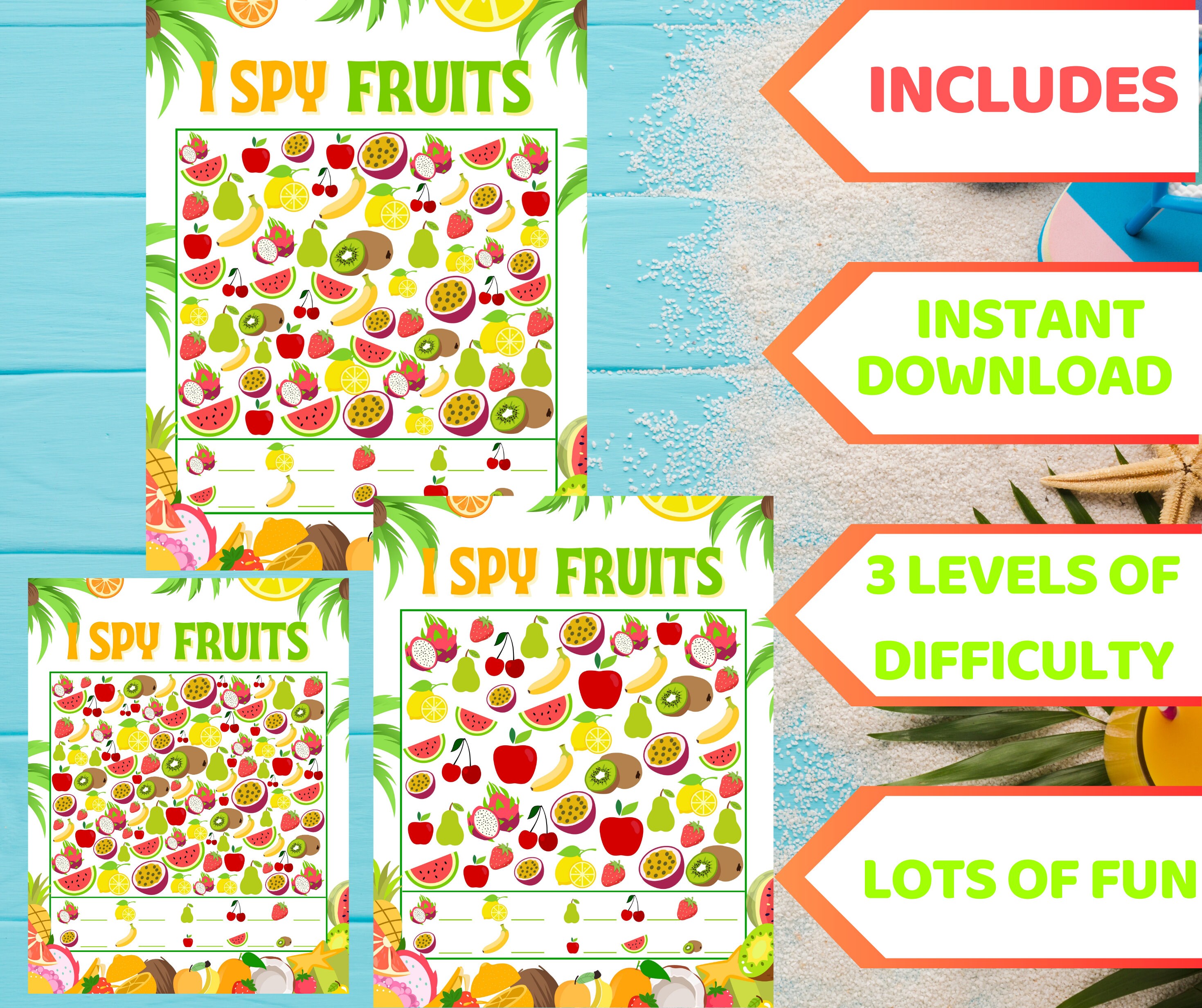 I Spy Fruits Summer Activity Kids Summer Party Game Fruits Birthday ...