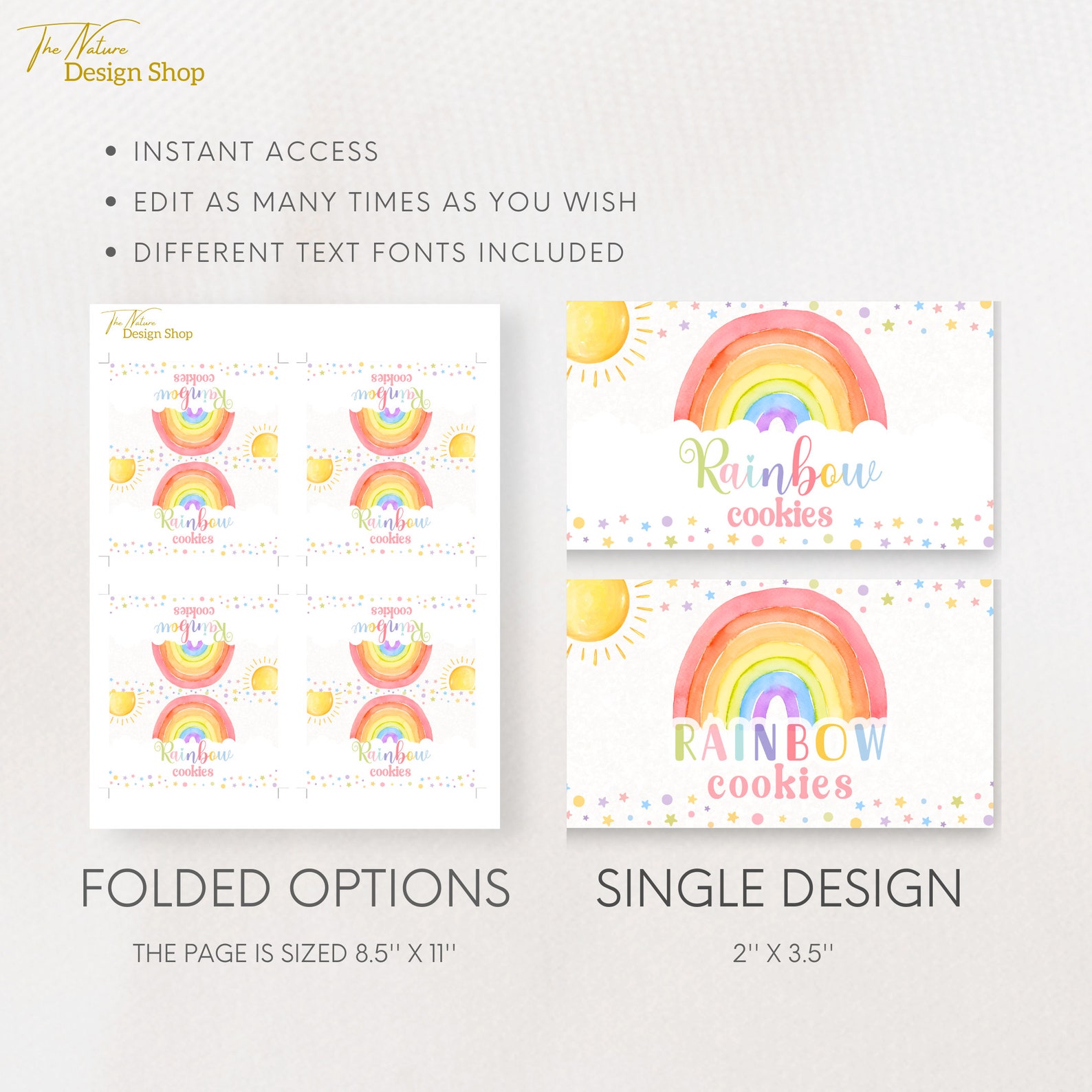 Editable Rainbow Food Label Tent Card Rainbow Name Tag Rainbow Place ...
