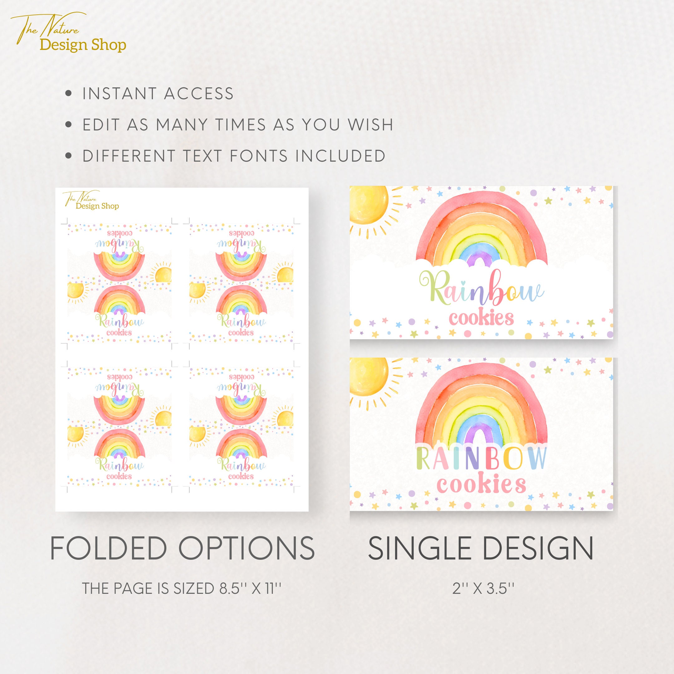 Editable Rainbow Food Label Tent Card Rainbow Name Tag Rainbow Place ...