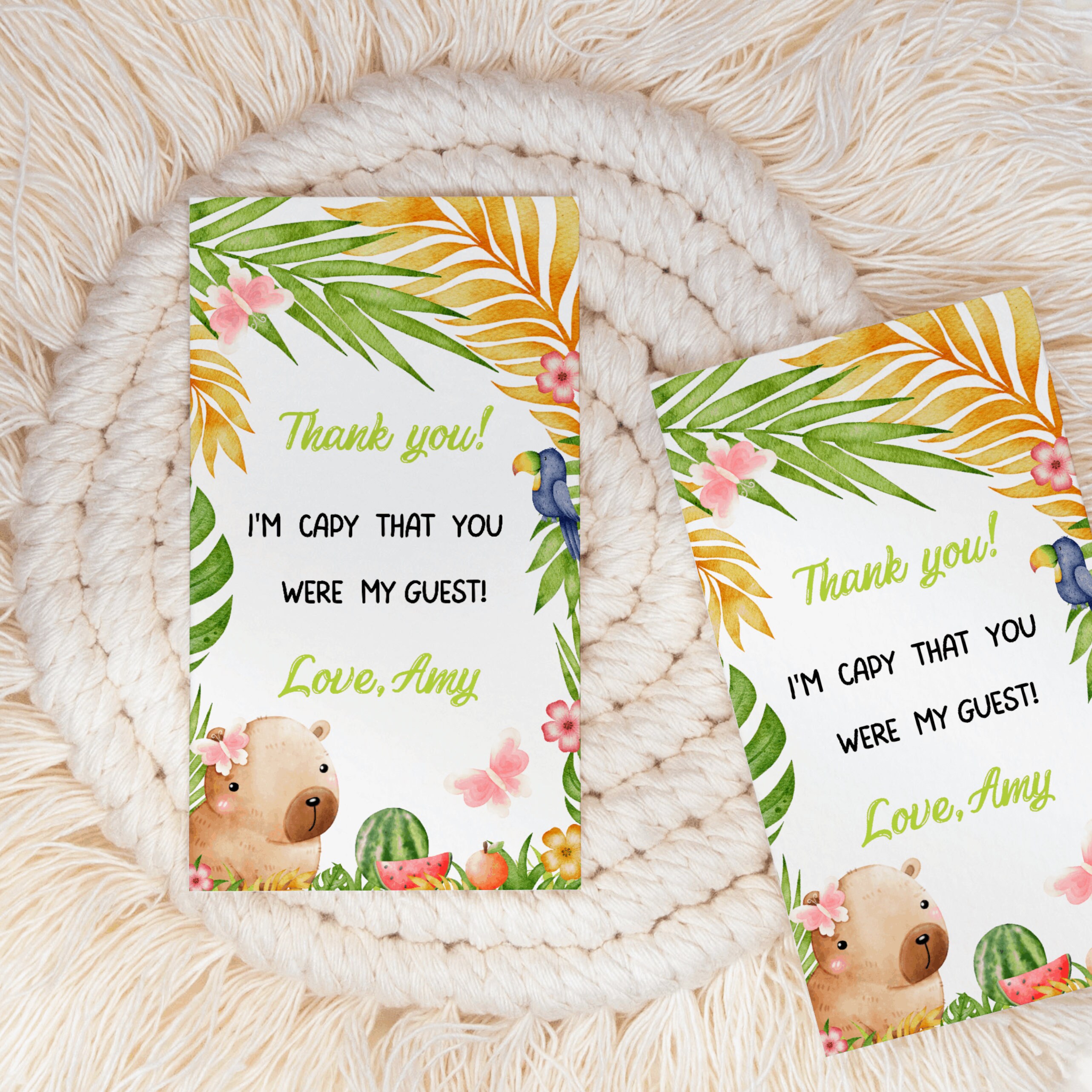Editable Capybara Birthday Tag Capybara Favor Tags Capybara - Etsy