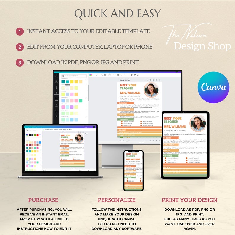 Meet the Teacher Editable Template Teacher Canva Template - Etsy