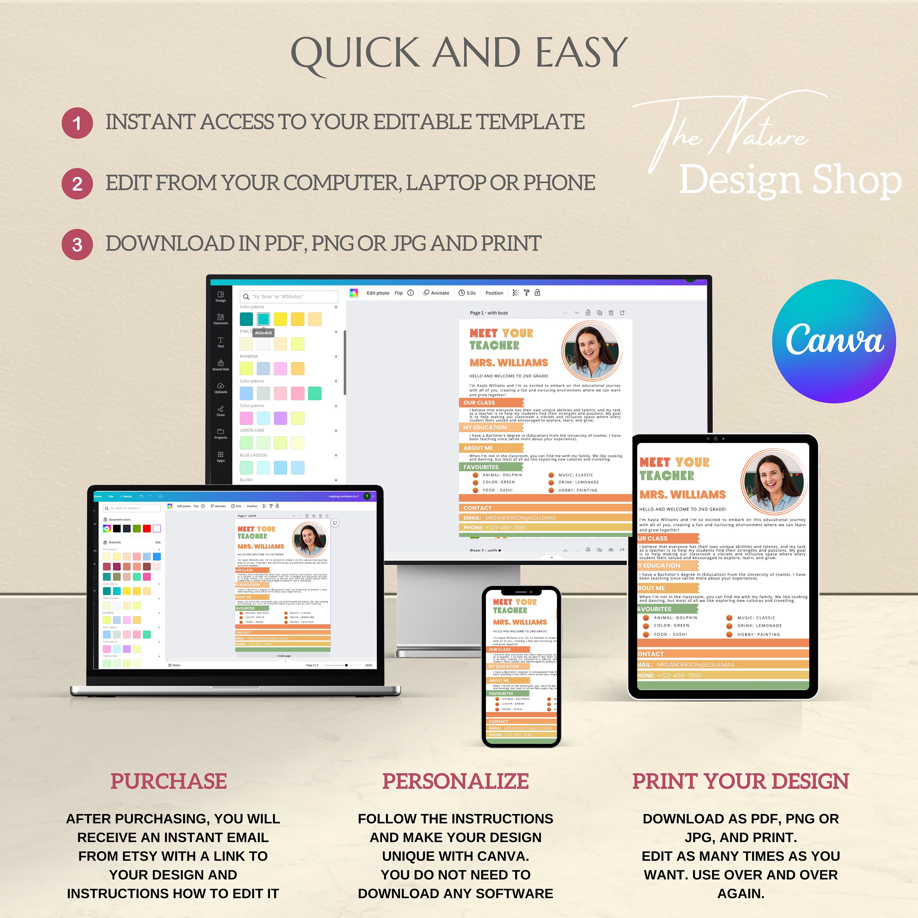 Meet the Teacher Editable Template Teacher Canva Template - Etsy