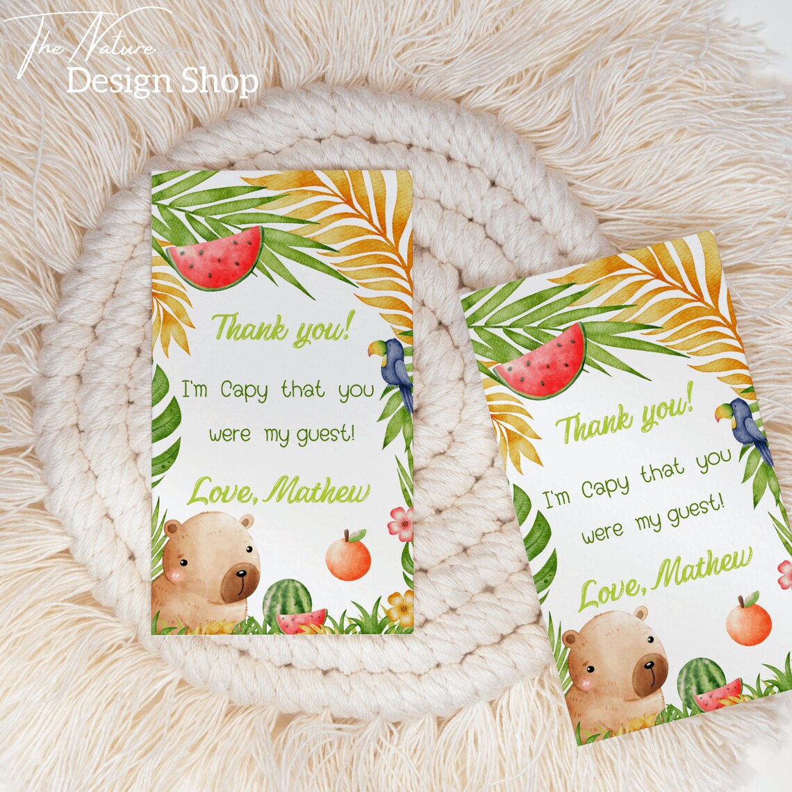 Editable Capybara Birthday Tag Capybara Favor Tags Capybara Thank You ...