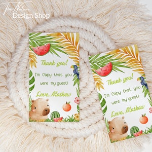 Editable Capybara Birthday Tag Capybara Favor Tags Capybara Thank You ...