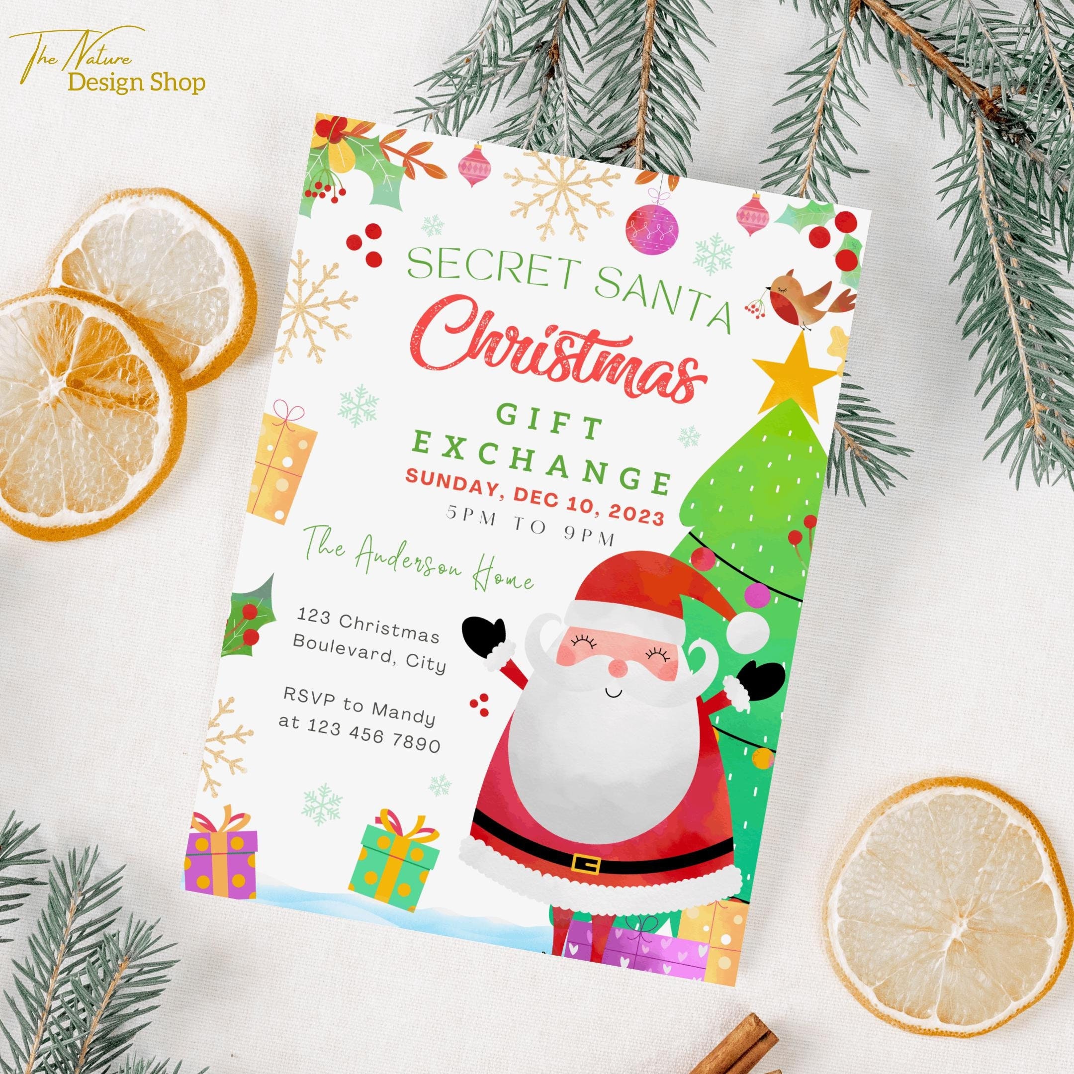 Secret Santa Invitation Secret Santa Invite Secret Santa Gift Exchange ...