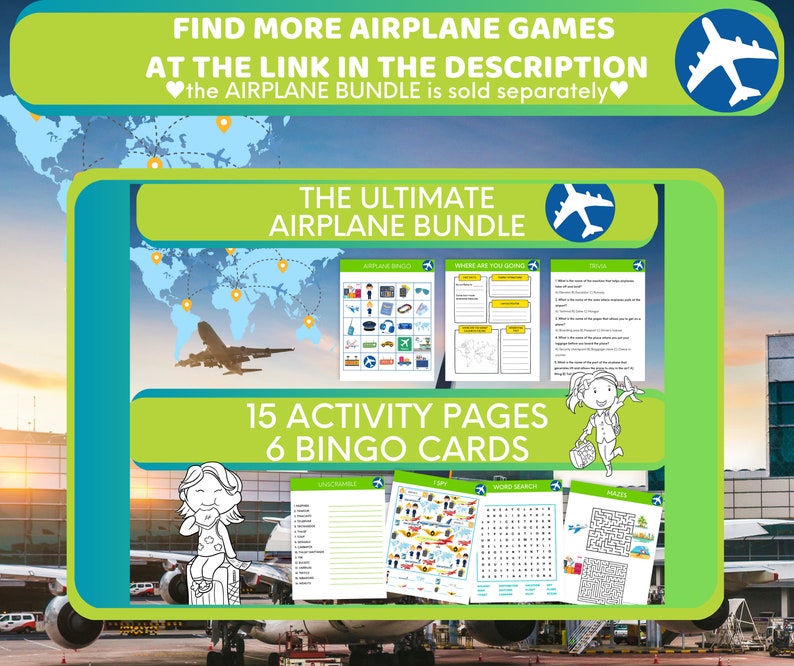 Airplane Kids Bingo Airplane Games Kids Airport Games Kids Flight Games ...