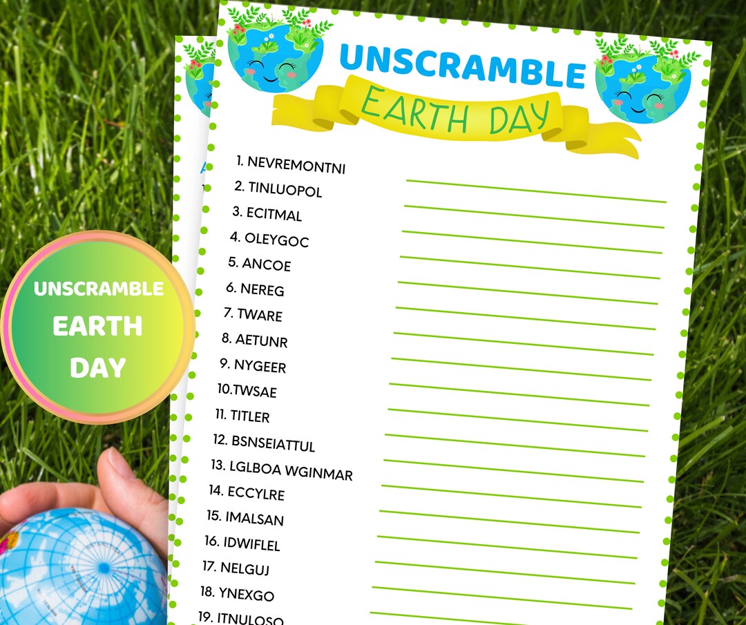 Earth Day Unscramble Game Kids Earth Day Printable Games Earth Day ...