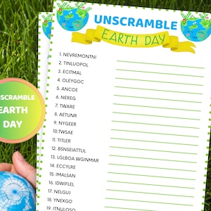 Earth Day Unscramble Game Kids Earth Day Printable Games Earth Day ...