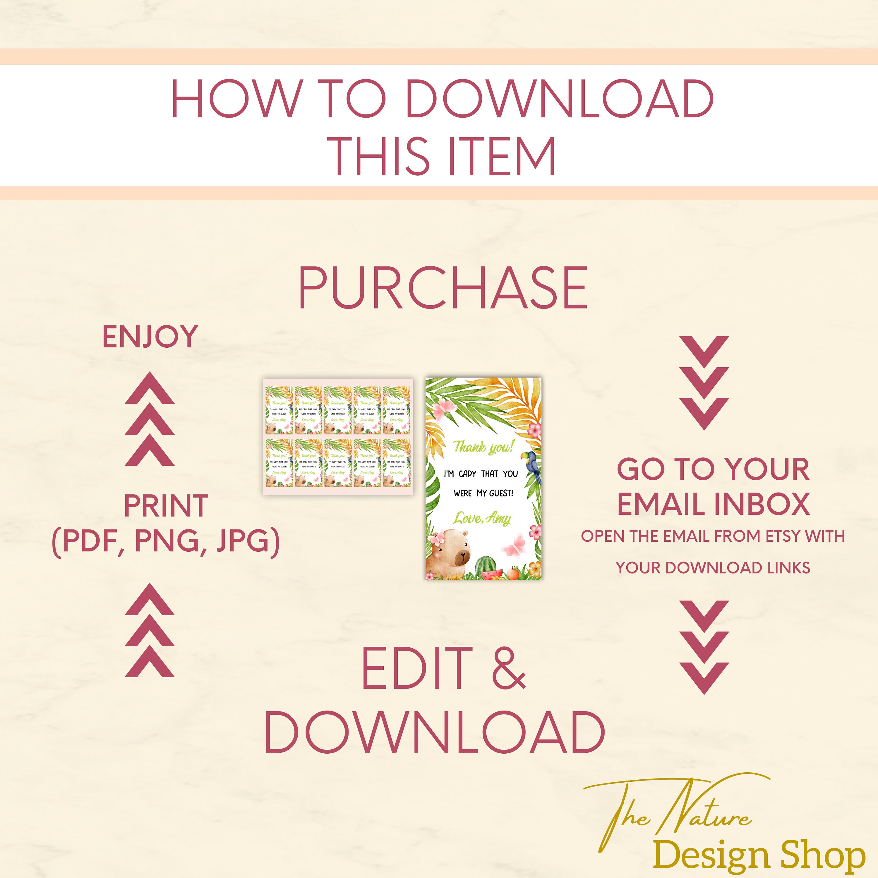 Editable Capybara Birthday Tag Capybara Favor Tags Capybara - Etsy