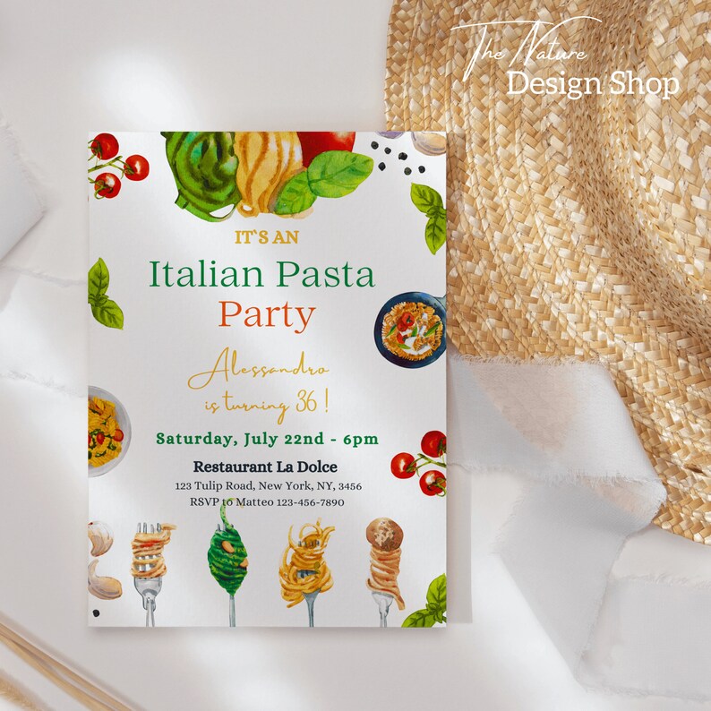 Editable Italian Birthday Party Italian Invitation Pasta Party ...