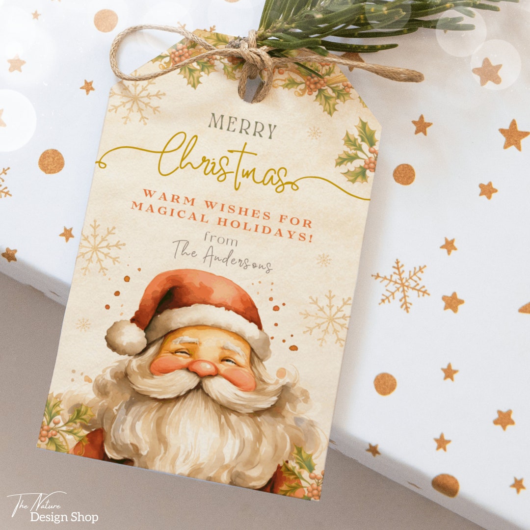 Santa Gift Tag Template Vintage Santa Gift Tag Christmas Tags - Etsy