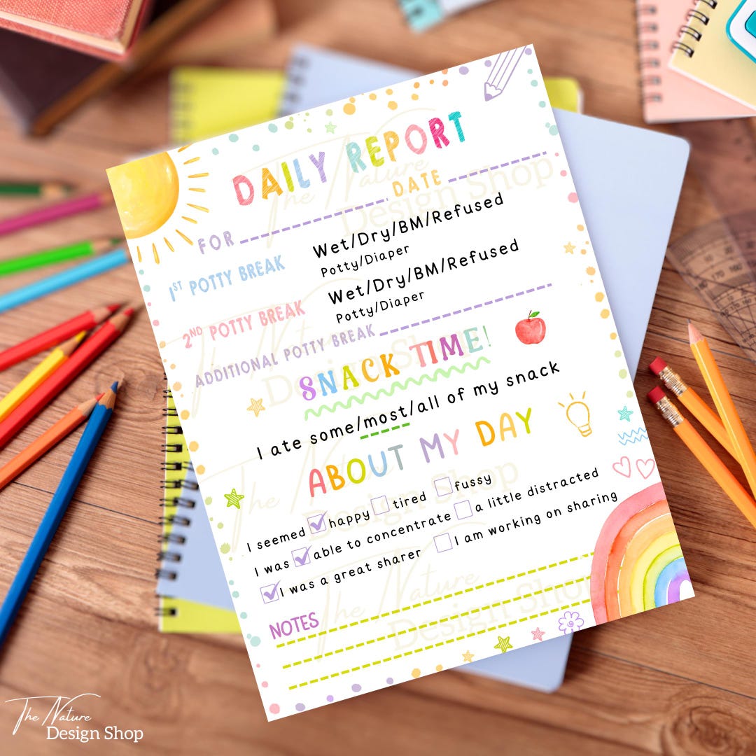 Editable Daily Report Daycare Daily Report Preschool Report Babysitter ...