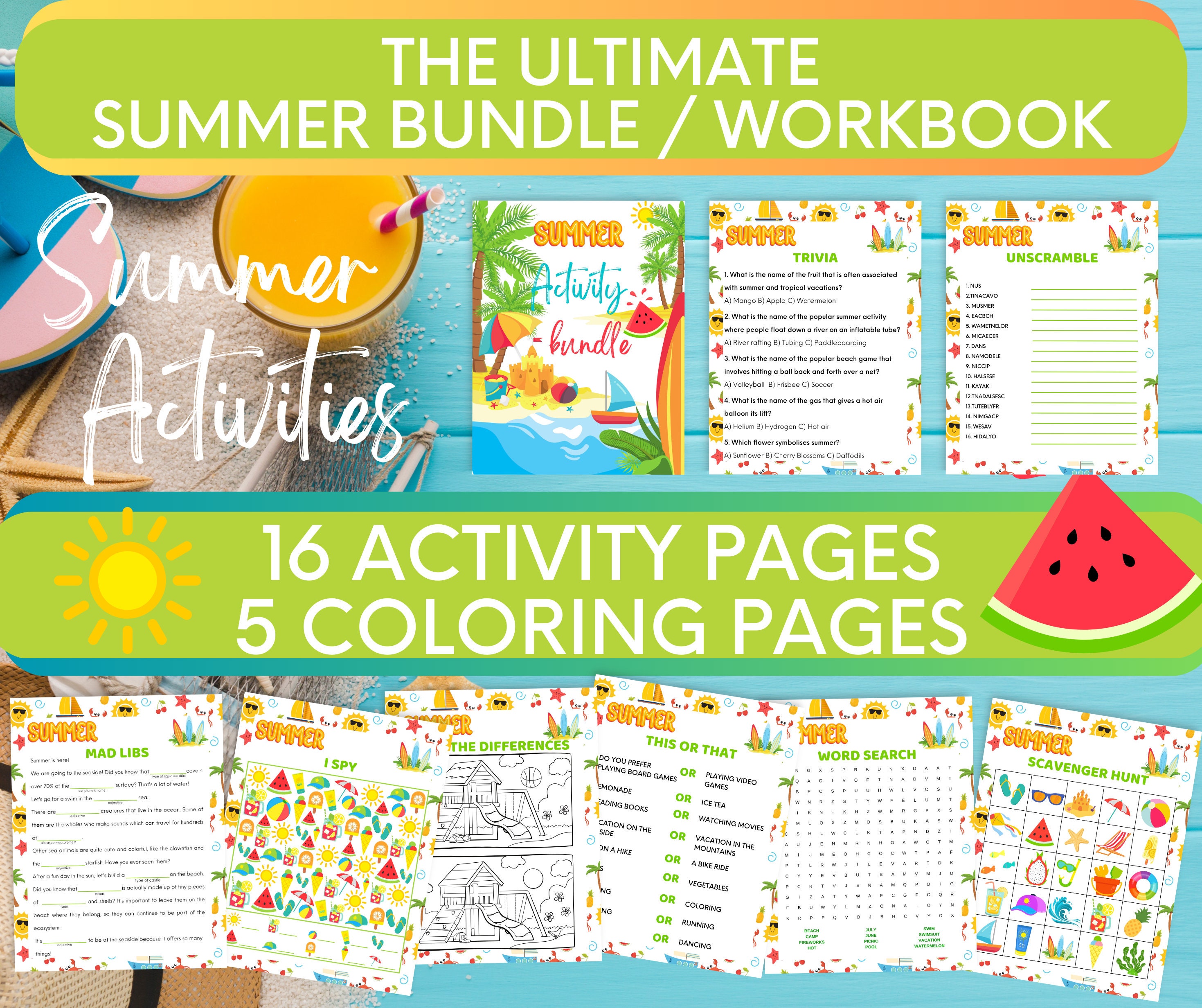 Kids Summer Games Kids Summer Activities Kids Bundle Summer Game Summer ...