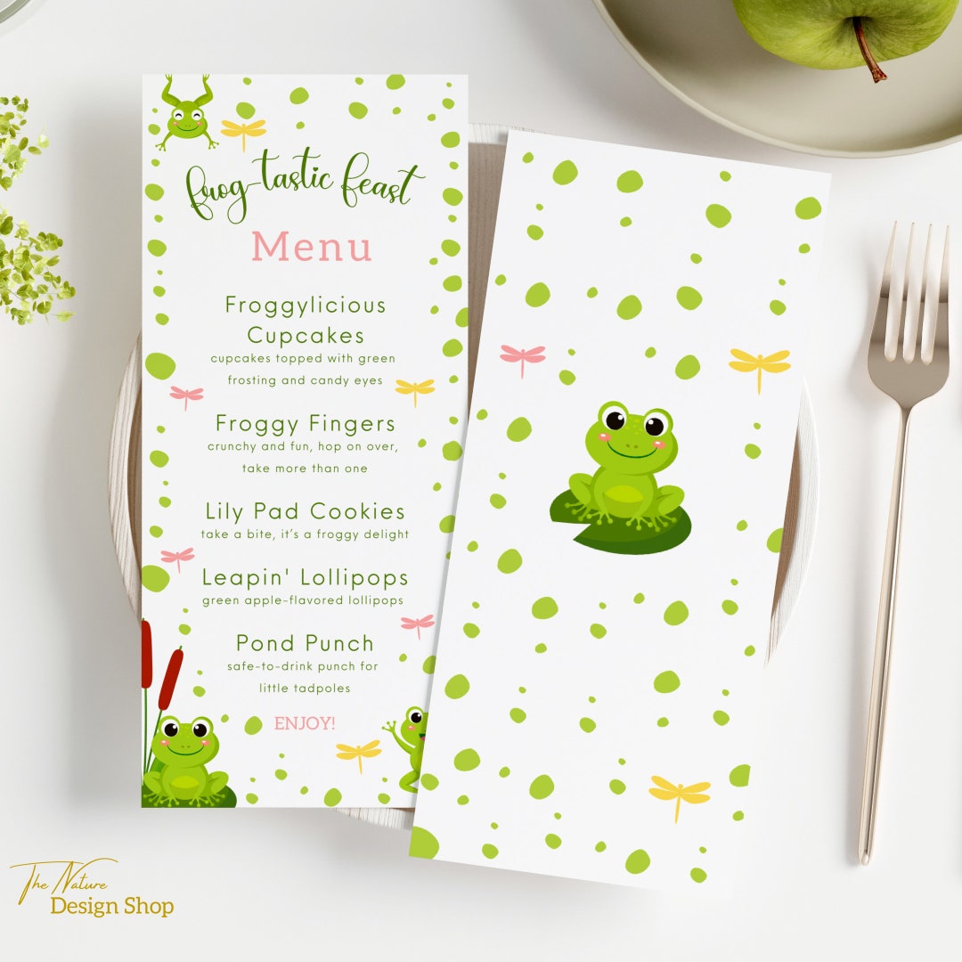 EDITABLE Frog Birthday Menu Frog Birthday Decorations Frog Party Favors ...