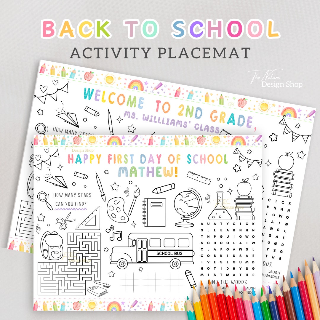 Editable Back to School Activity Placemat First Day of School Worksheet ...
