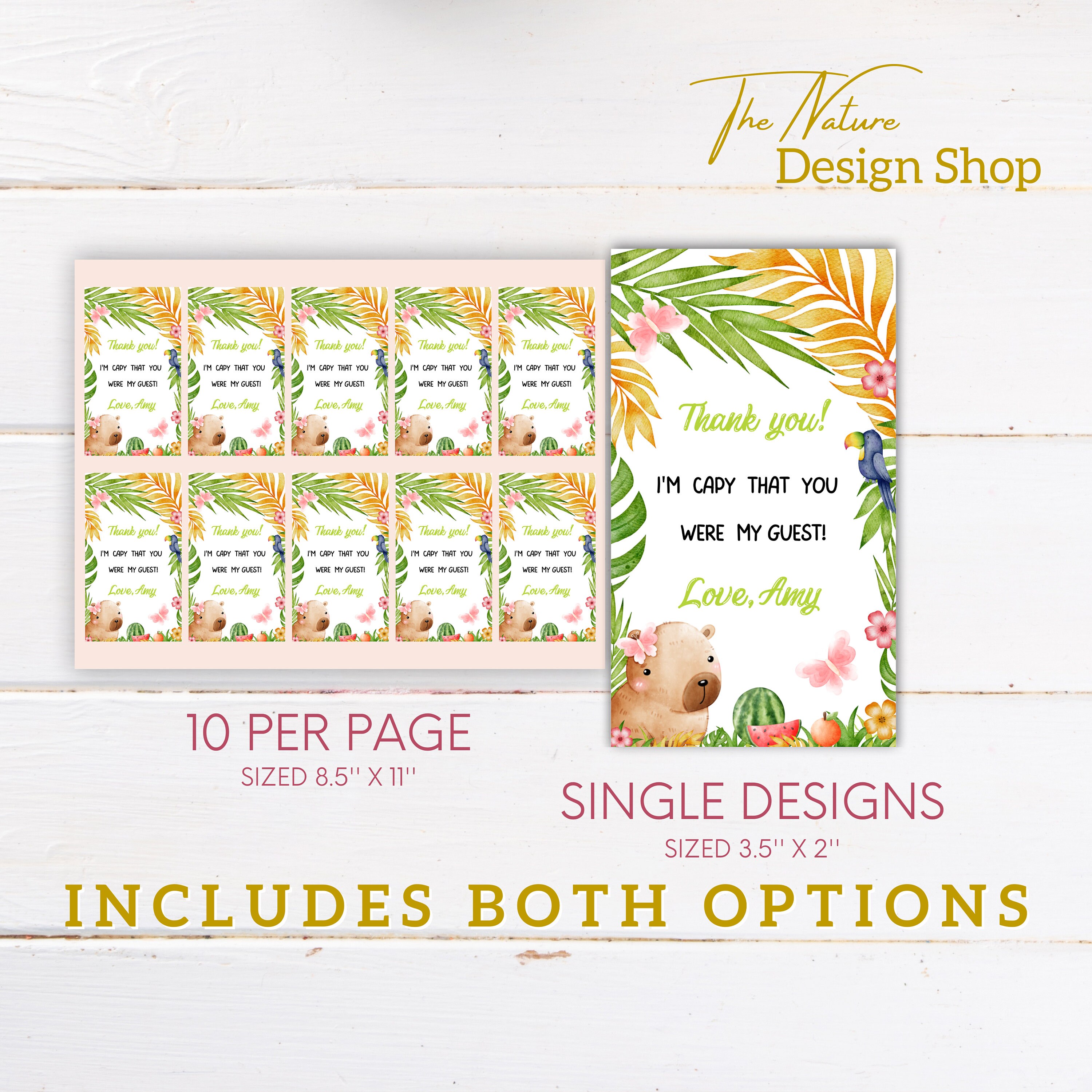 Editable Capybara Birthday Tag Capybara Favor Tags Capybara - Etsy