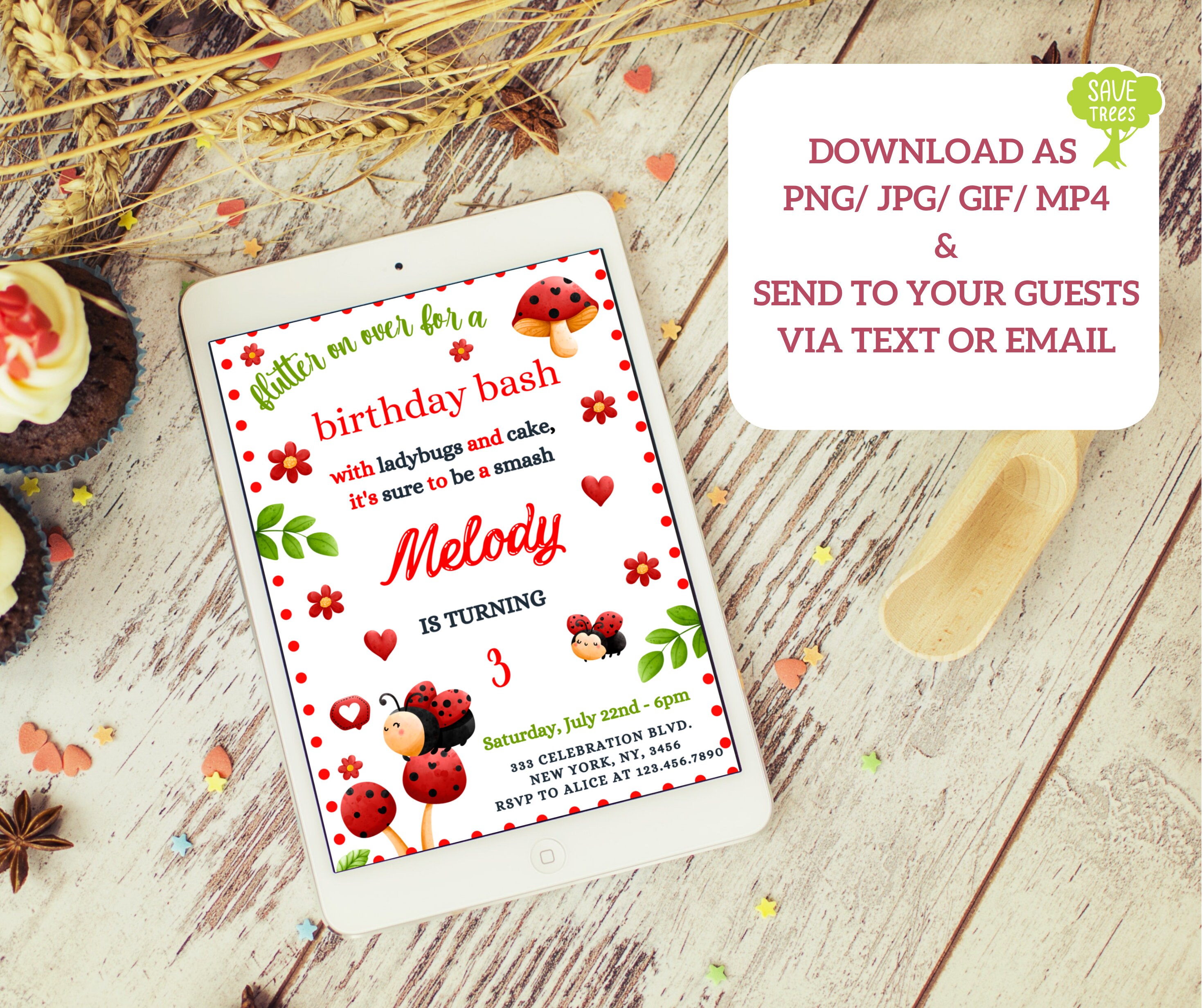 Ladybug Birthday Invitation Ladybug Invites Bugging Birthday Invitation ...