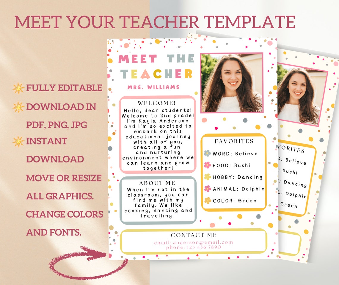 Meet the Teacher Editable Template Teacher Kindergarten Letter Template ...