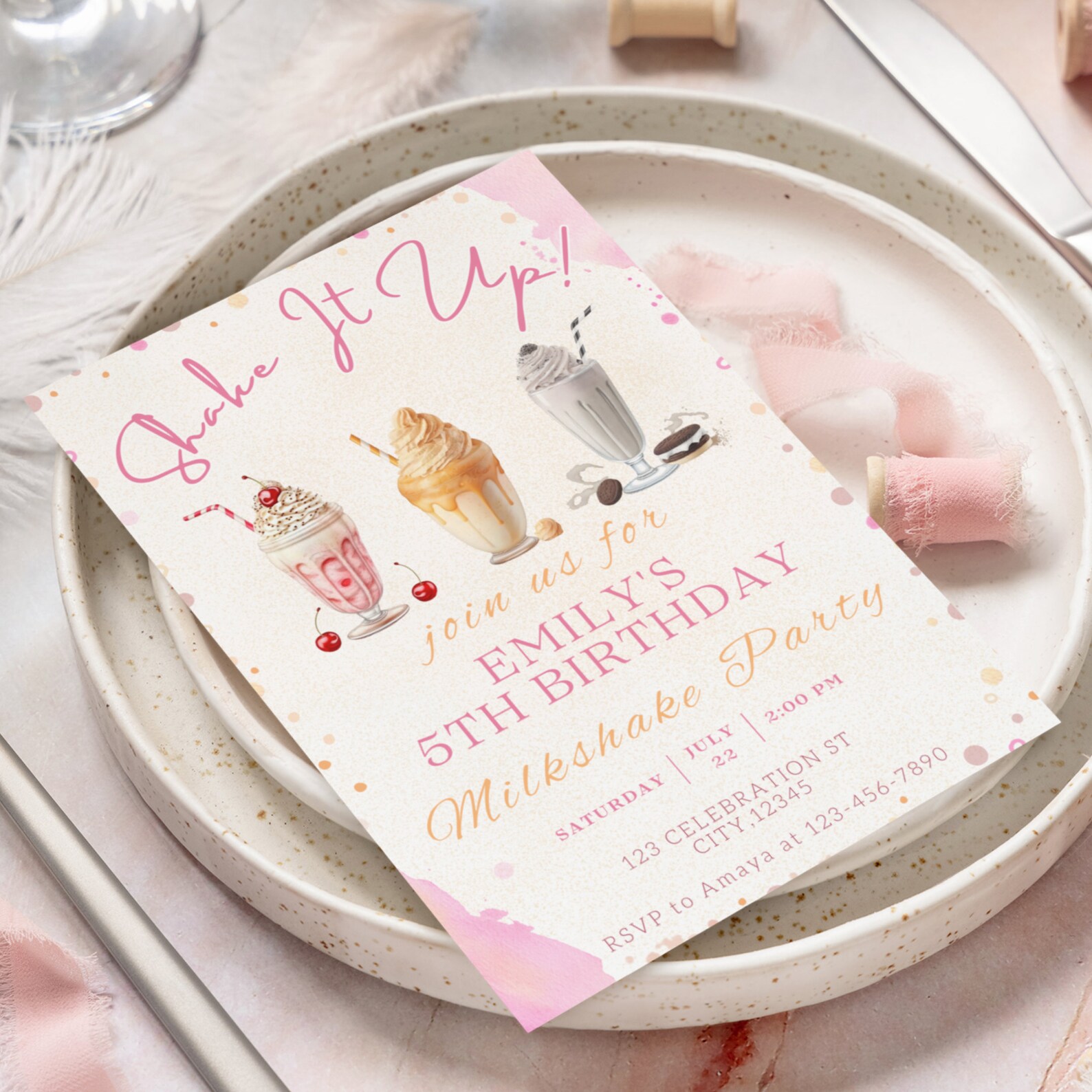 Shake Birthday Invitation 10th Birthday Patisserie Invitation 6th ...