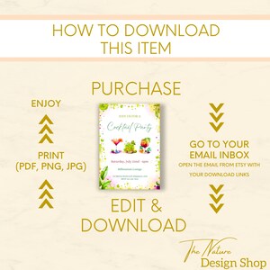 Editable Cocktail Birthday Party Invitation Cocktail Tropical Invite ...