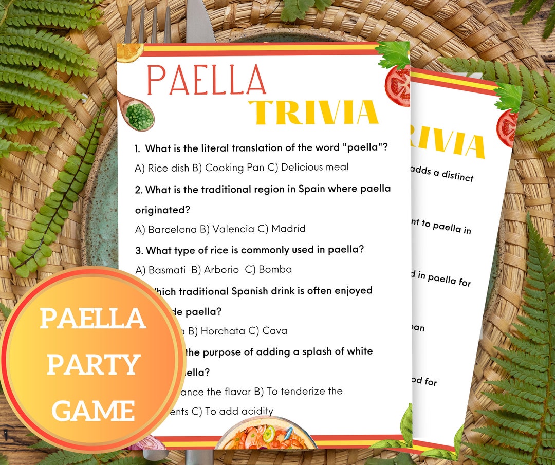 Paella Party Jeu-questionnaire Paella Party Favors Fiesta Paella Dîner ...