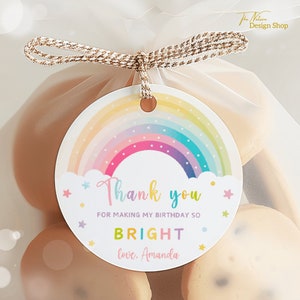Editable Rainbow Favor Tag Rainbow Thank You Tag Rainbow Birthday Favor ...