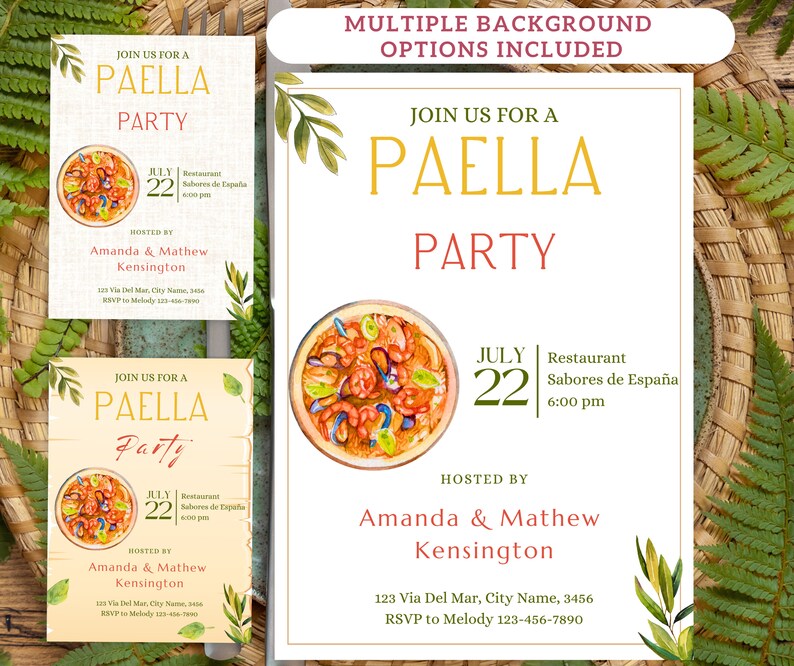 Paella Invitation Paella Party Invitation Paella Party Invite Spanish ...