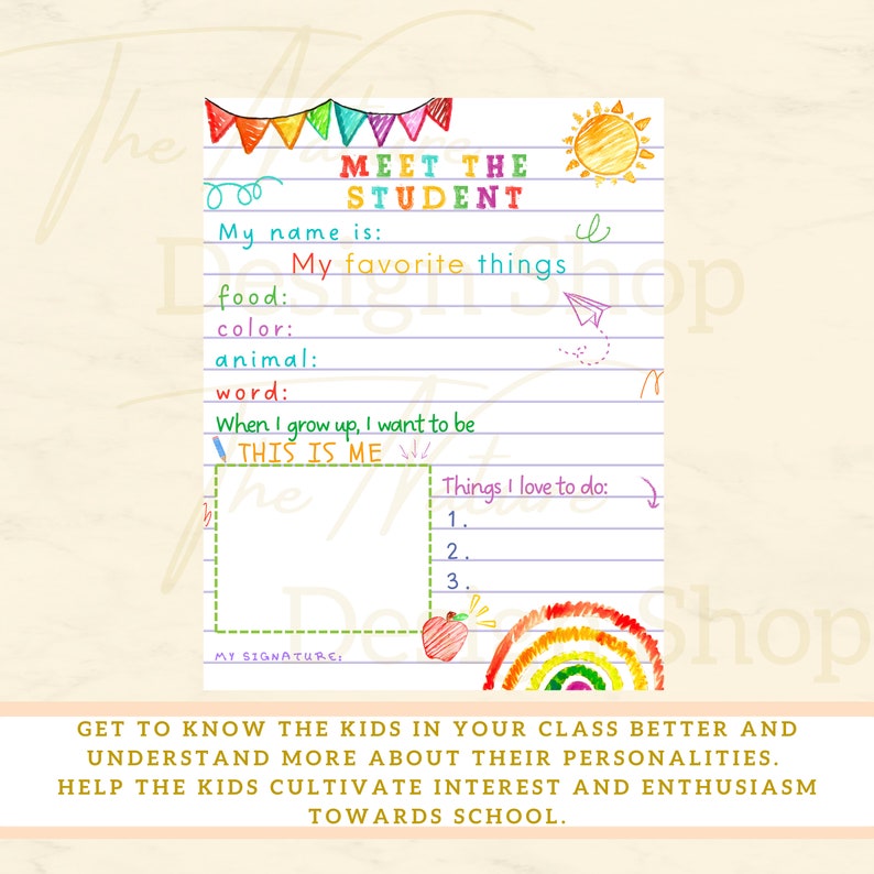 Meet the Student Letter Template Teacher Kindergarten First Day of ...