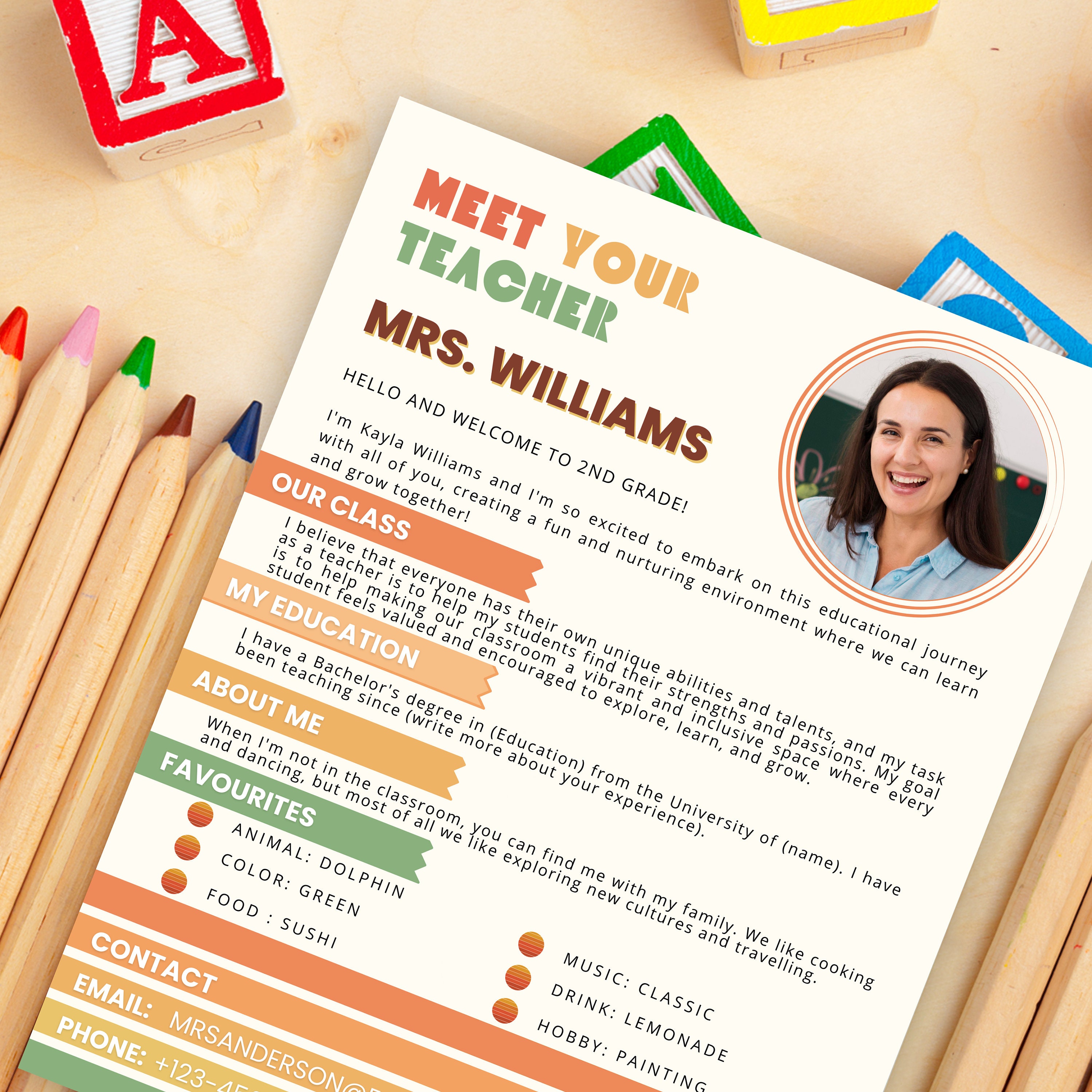 Meet the Teacher Editable Template Teacher Canva Template - Etsy