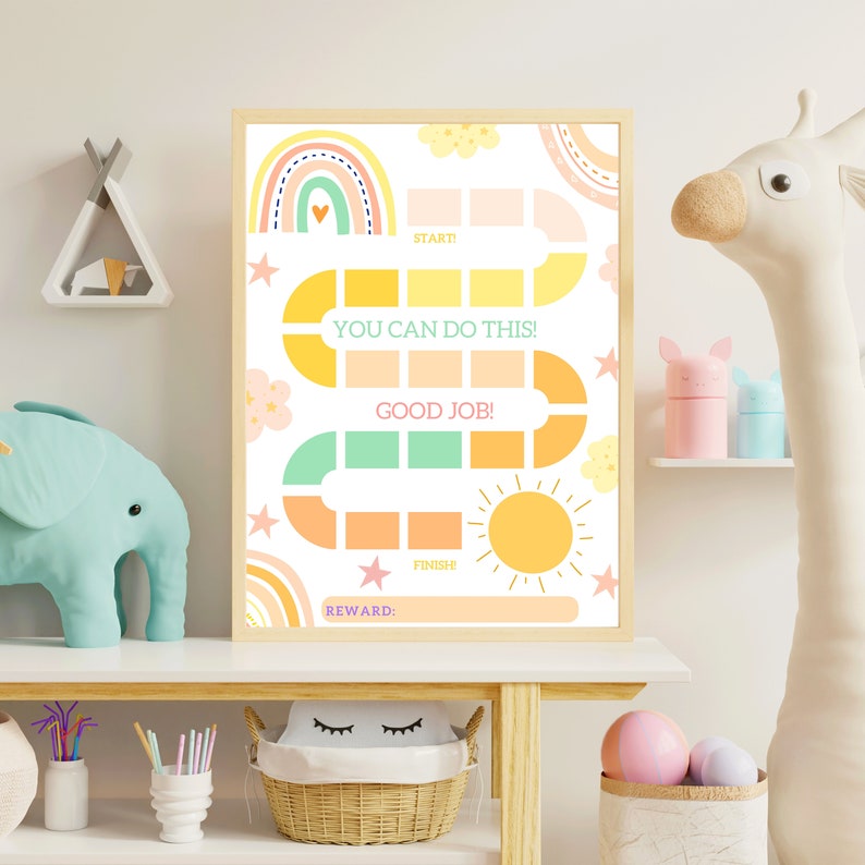 Boho Rainbow Reward Chart for Kids Daily Routine Chart Kids Chore Chart ...