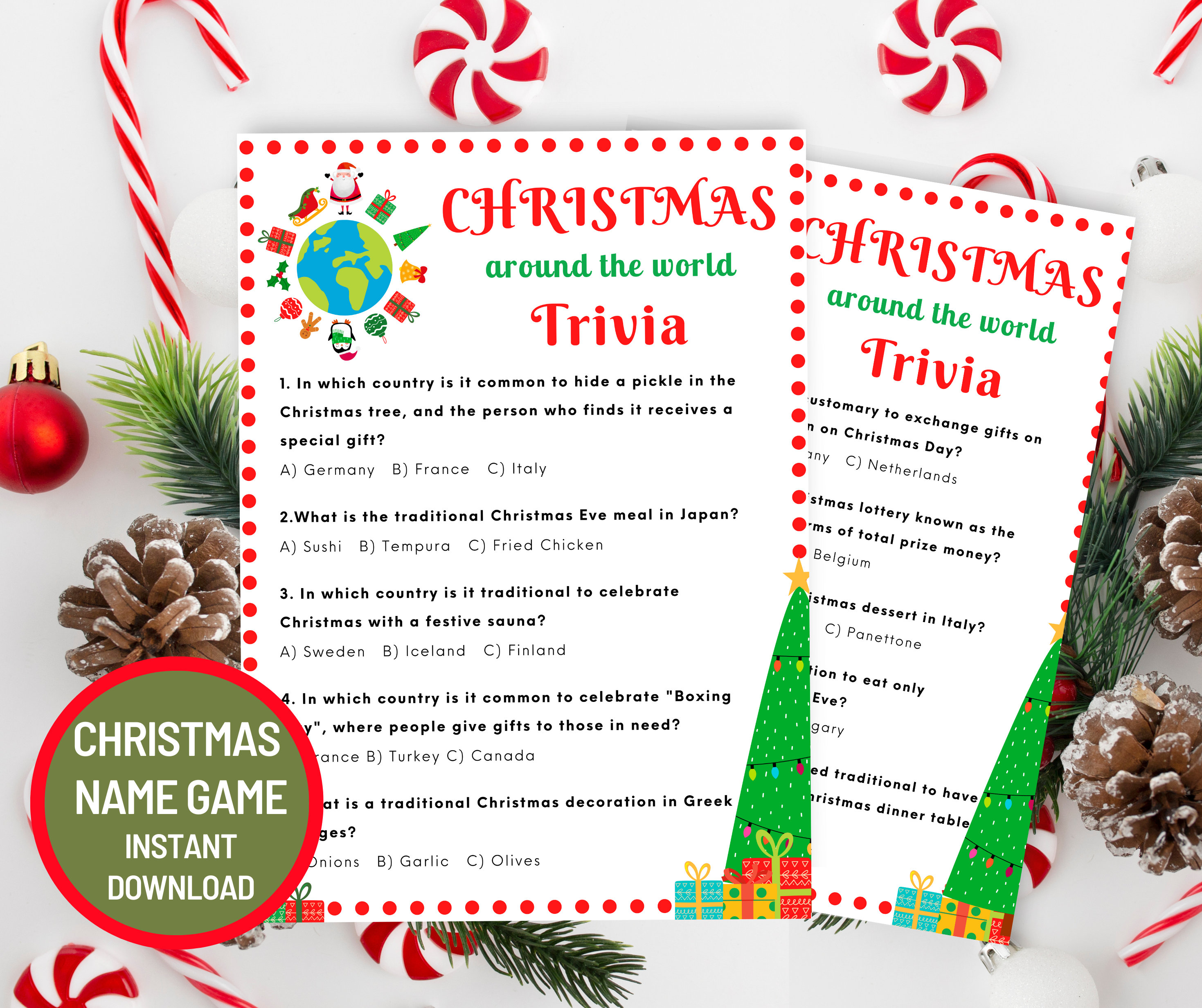 Christmas Game Around the World Xmas Game Christmas Party Printable ...