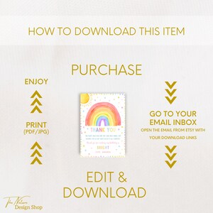 Editable Rainbow Birthday Thank You Cards Girl Rainbow Birthday Thank ...