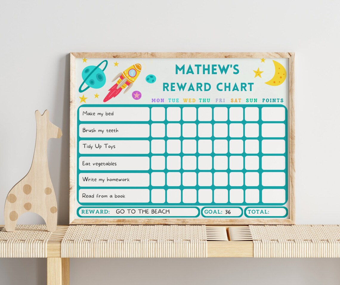 Editable Space Reward Chart Outer Space Reward Chart Boy Bed - Etsy
