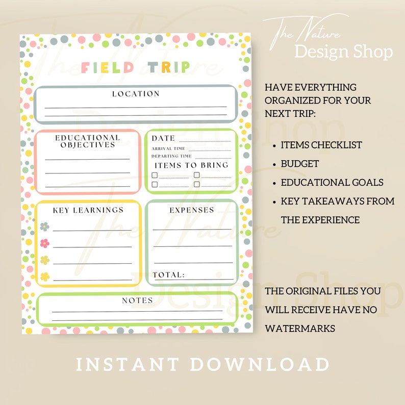 Field Trip Planner Field Trip Worksheet Field Trip Report Field Trip ...